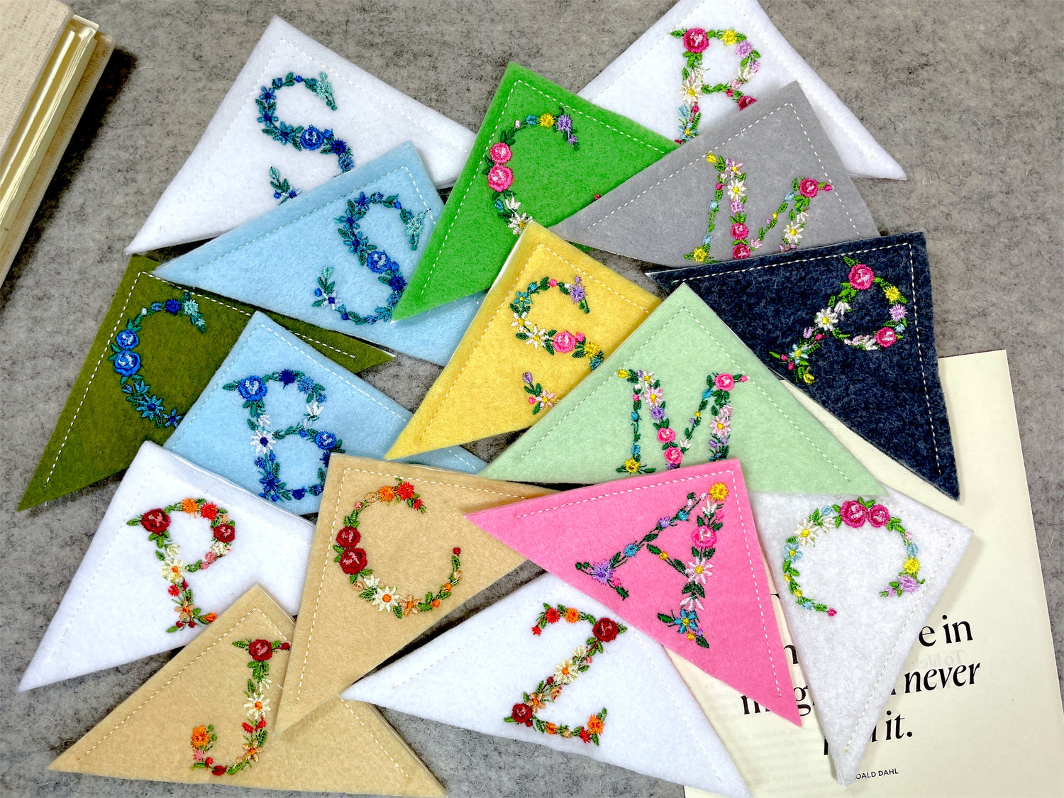 Embroidered Corner Bookmarks – Pagekage